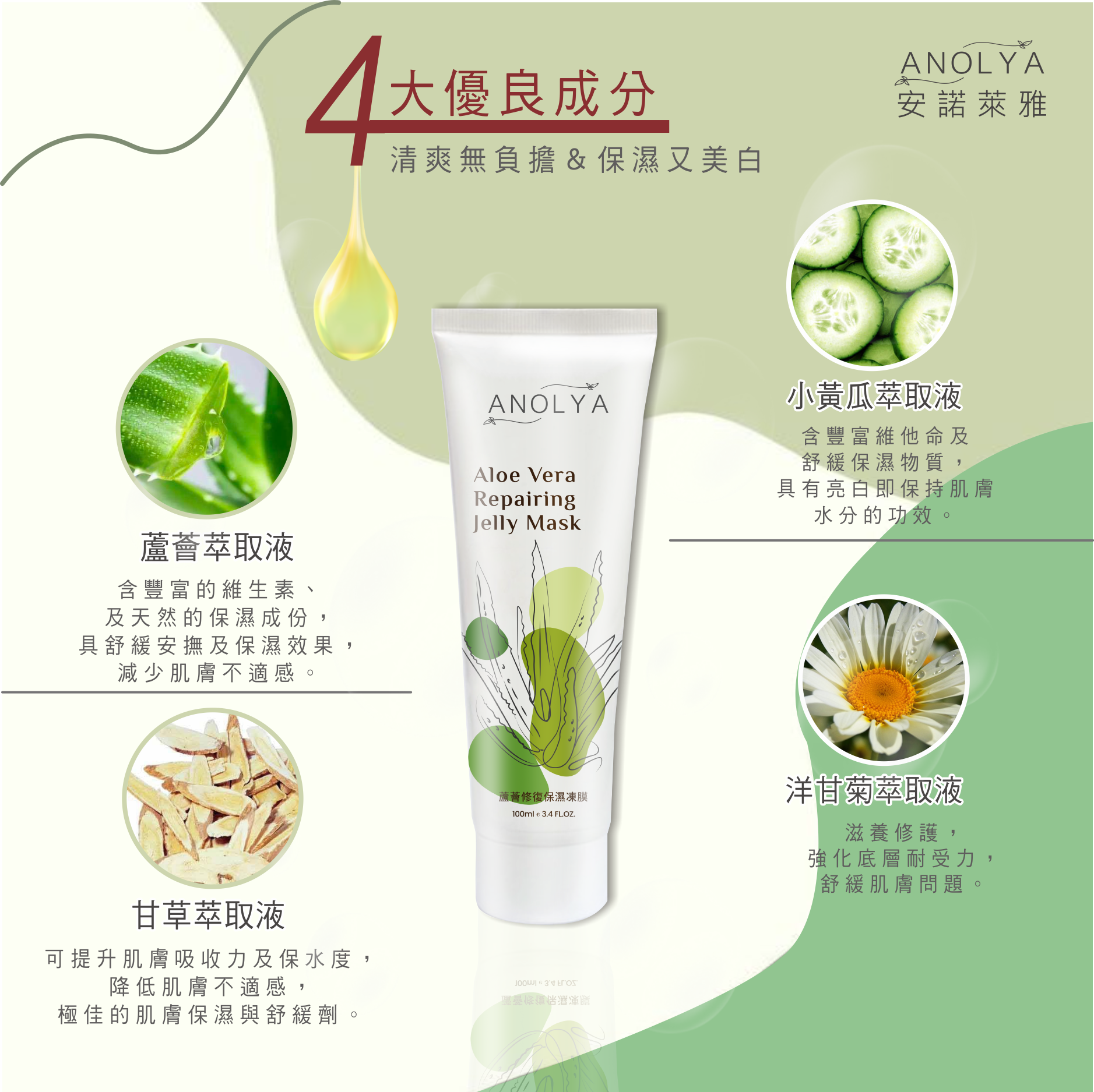 蘆薈修復保濕凍膜｜ANOLYA 安諾萊雅專業保養