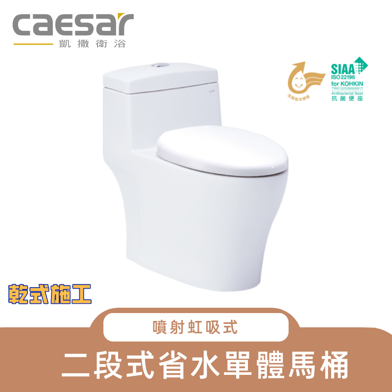 CAESAR凱撒衛浴 噴射虹吸 二段式 金級省水單體馬桶 CF1356/1456